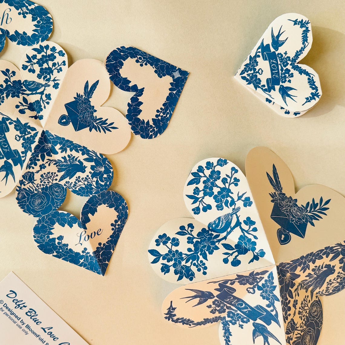 Origami Heart Photo Card | Delft Blue Expanding Gift (digital Download ...