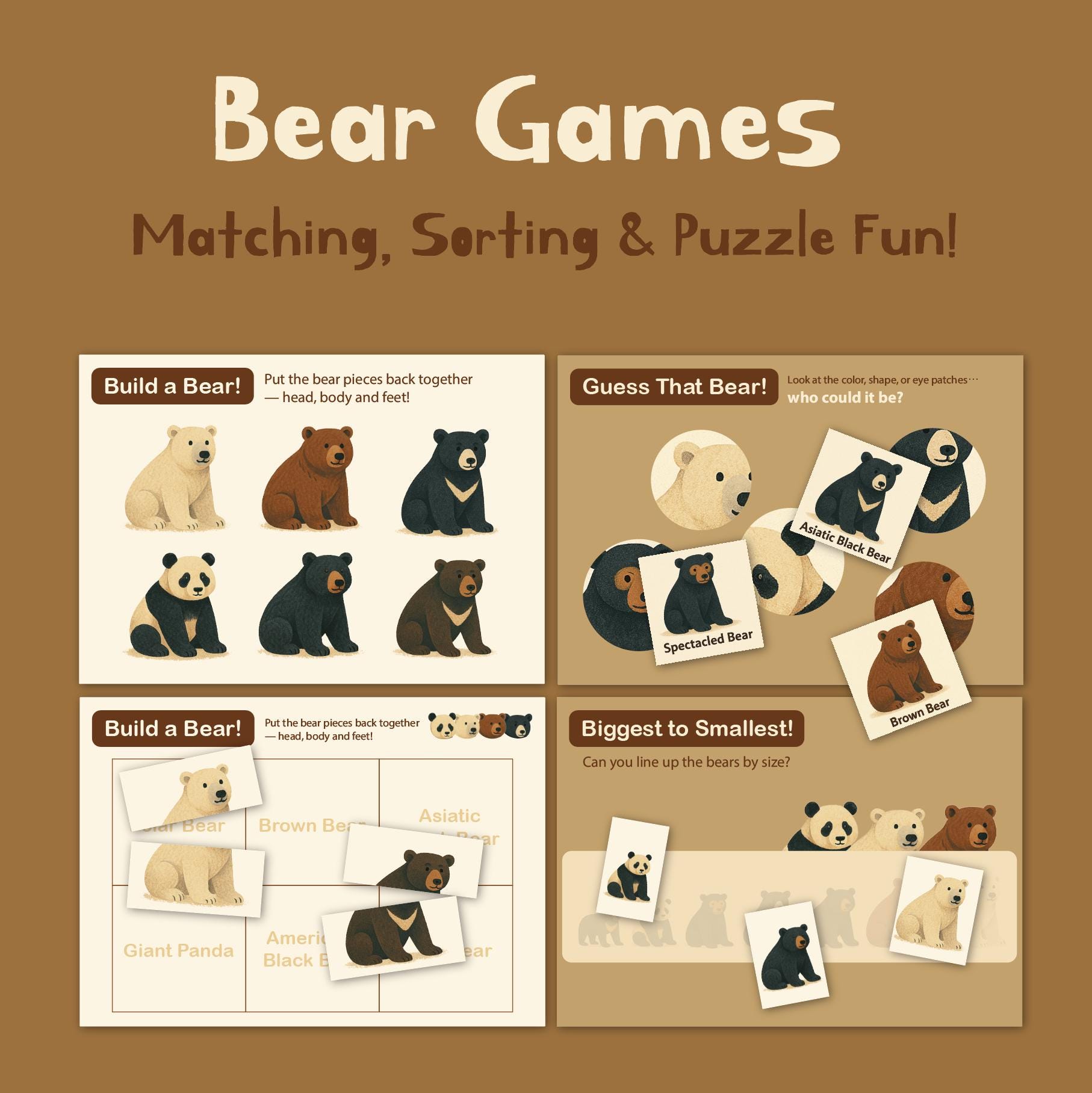 Bear Busy Book Printable | Montessori Animal Activities | Learn About 8 ...