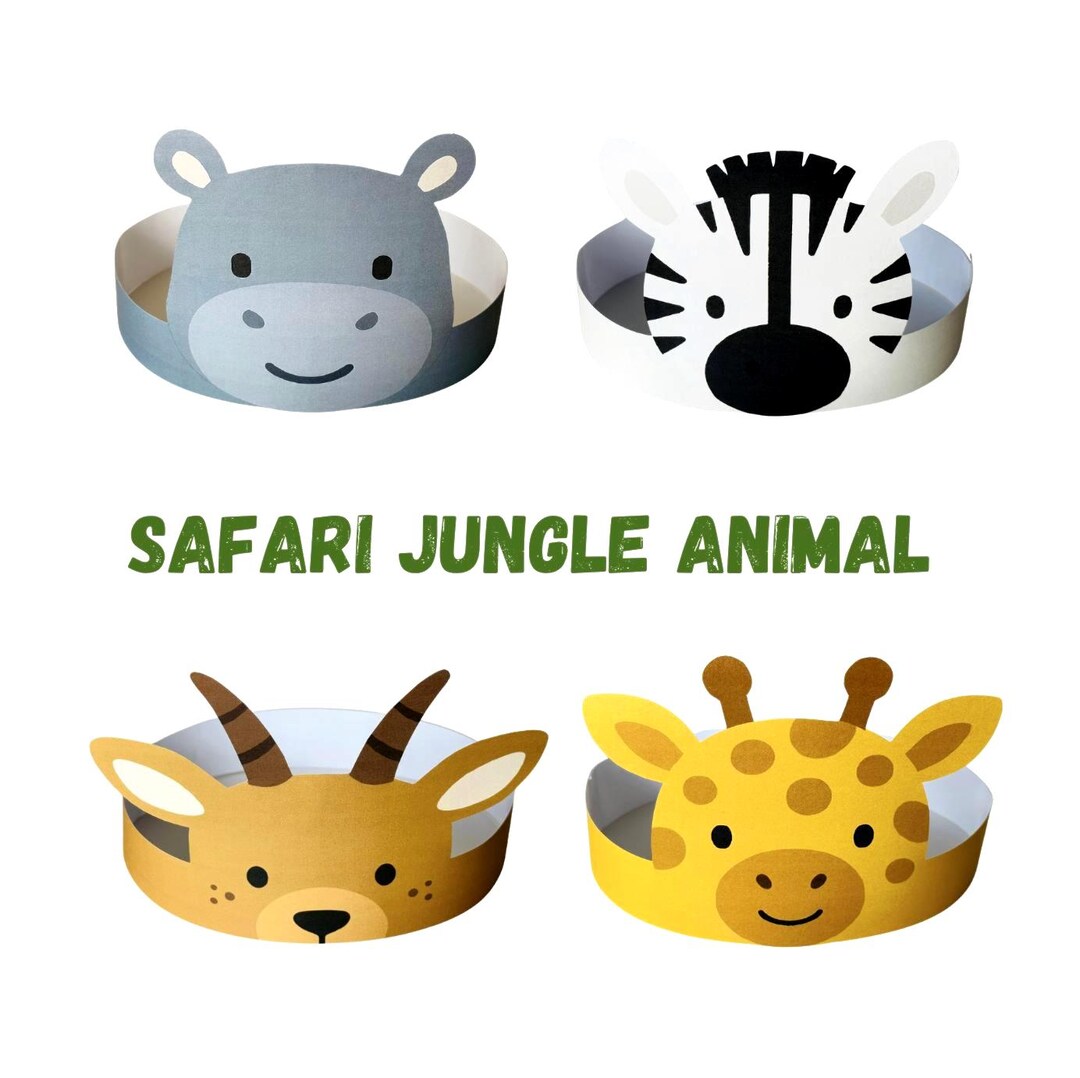 Safari Jungle Animal Crown Printable | Zebra, Hippo, Antelope, Giraffe ...