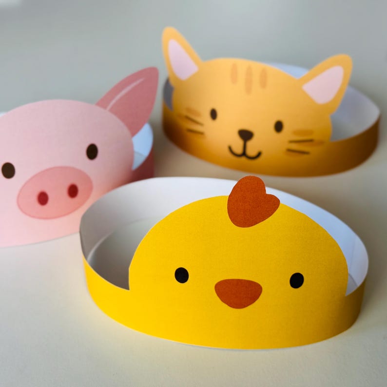 Printable Farm Animal Headbands for Kids – Pig, Cow, Horse, Duck, Sheep ...
