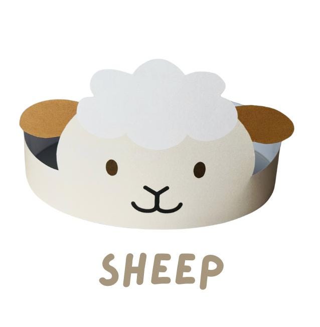 Sheep Crown – Kids' Farm Animal Party Hat, DIY Coloring (PDF Pattern ...