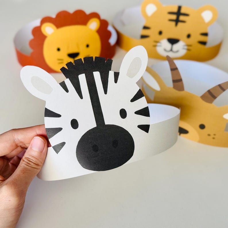 Safari Jungle Animal Crown Printable | Zebra, Hippo, Antelope, Giraffe ...