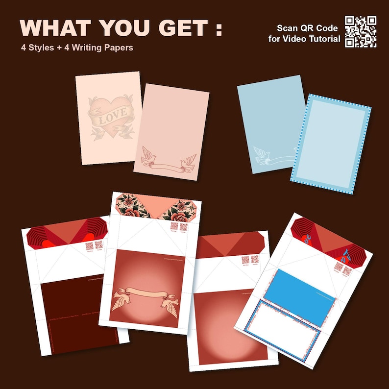 Printable Origami Heart Envelope Template, DIY Love Letter Kit (digital ...