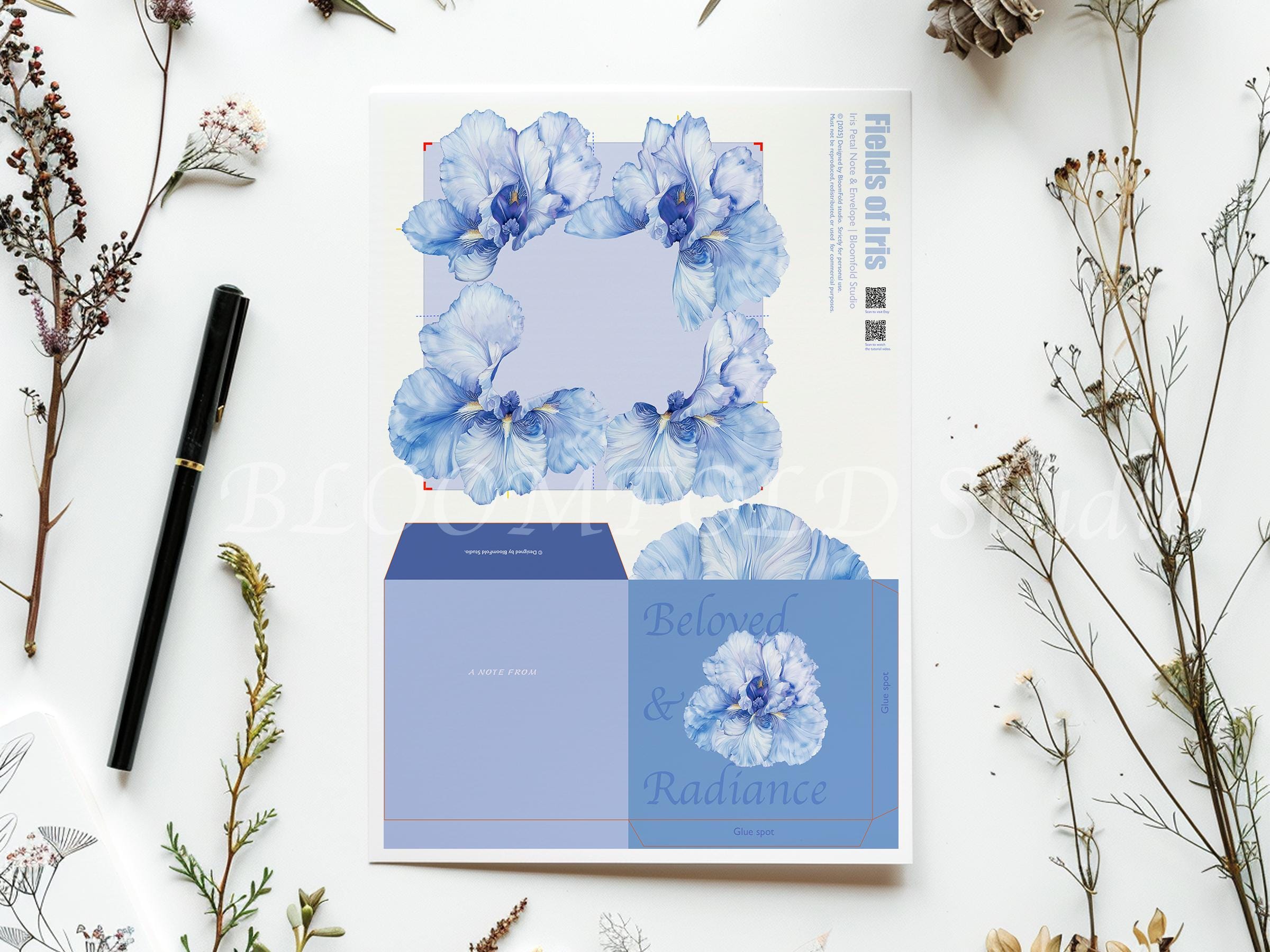 Printable Iris Origami Letter Set – DIY Hidden Message Card (digital ...