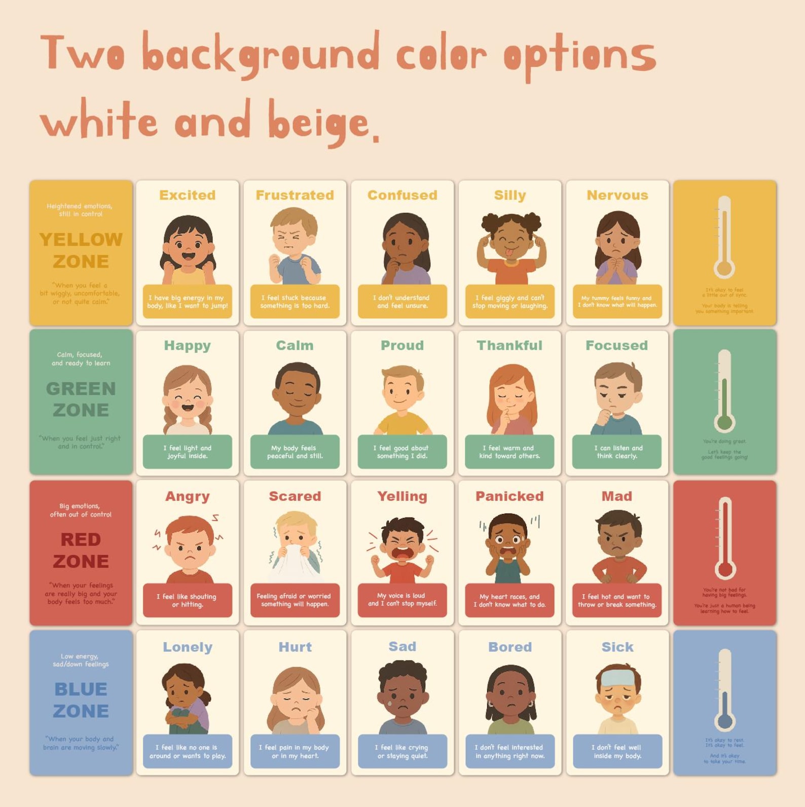 Emotion Flashcards, Zones of Regulation Cards for Kids – Calming Corner ...