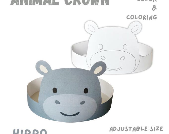 Lion paper coloring crown, Animal paper hat for kids, instant download ...