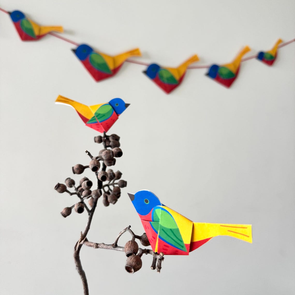 Printable Painted Bunting Wish Birds - Christmas New Year Origami ...
