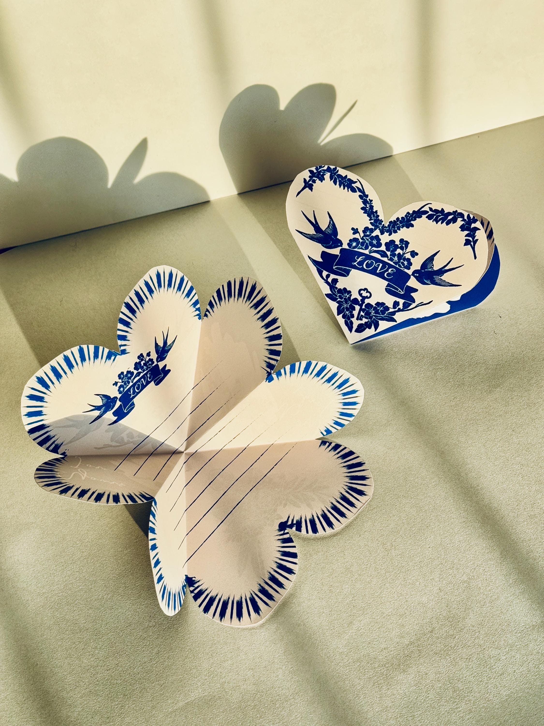 Delft Blue Photo Heart Card | DIY Folding Love Note (canva Template) - Etsy