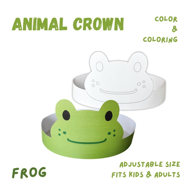 Printable Frog Crown – Kids Animal Coloring Headband (digital Download ...