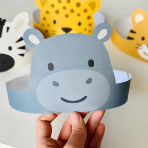 Safari Jungle Animal Crown Printable | Zebra, Hippo, Antelope, Giraffe ...