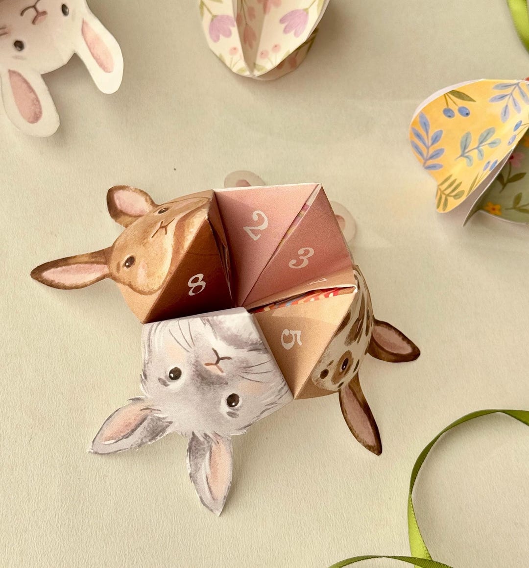 Easter Bunny Origami Kit | Cootie Catcher & Snack Basket (digital ...