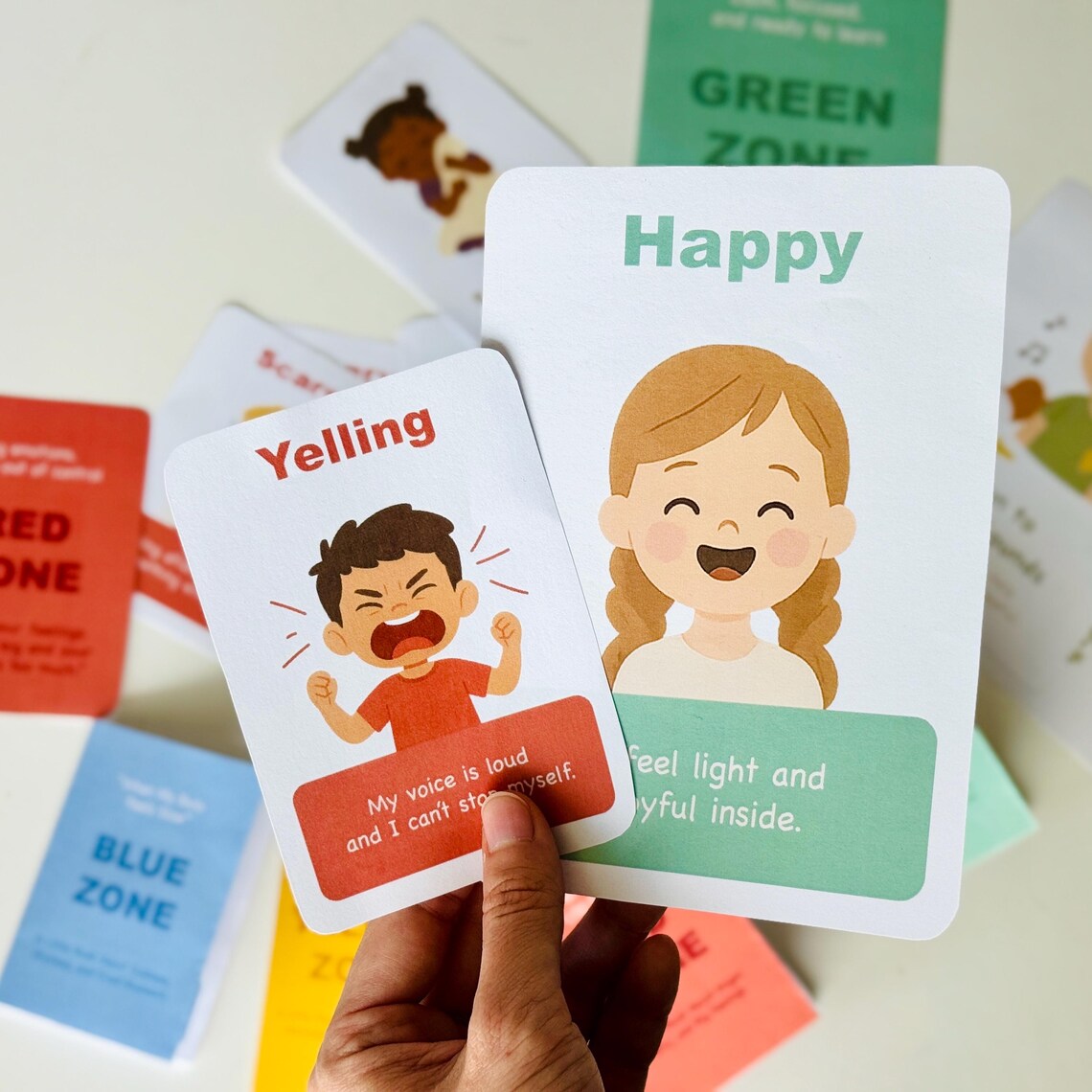Emotion Flashcards, Zones of Regulation Cards for Kids – Calming Corner ...