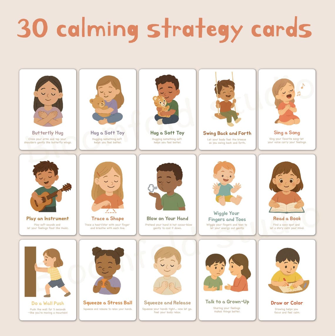 Calming Strategy Cards for Kids – 30 Printable Calm-down Tools ...