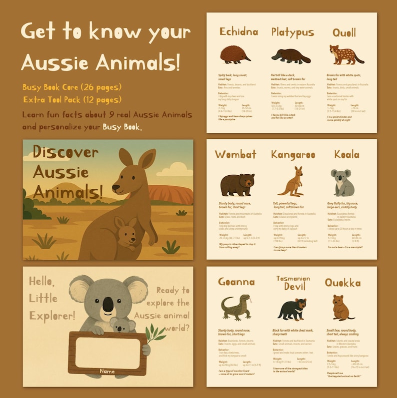 Discover Aussie Animals Montessori Busy Book｜ages 3–7morning Basket ...