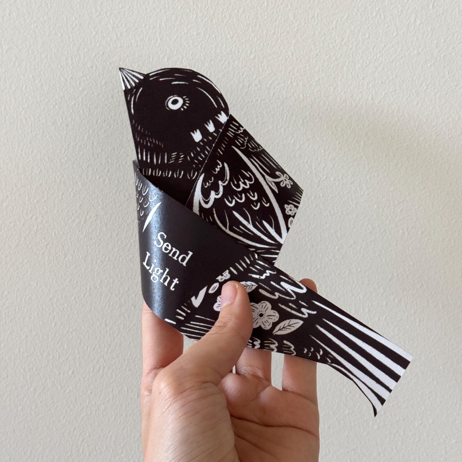 Printable Folk Art Bird Note Template | Bird Decoration |foldable Black ...