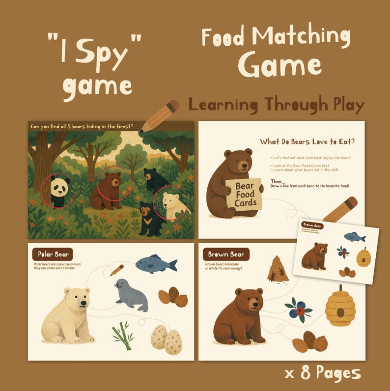 Bear Busy Book Printable | Montessori Animal Activities | Learn About 8 ...