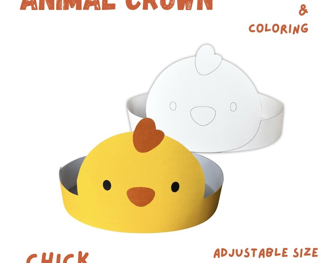 Cow Paper Coloring Crown, Animal Paper Hat for Kids, Instant Download ...