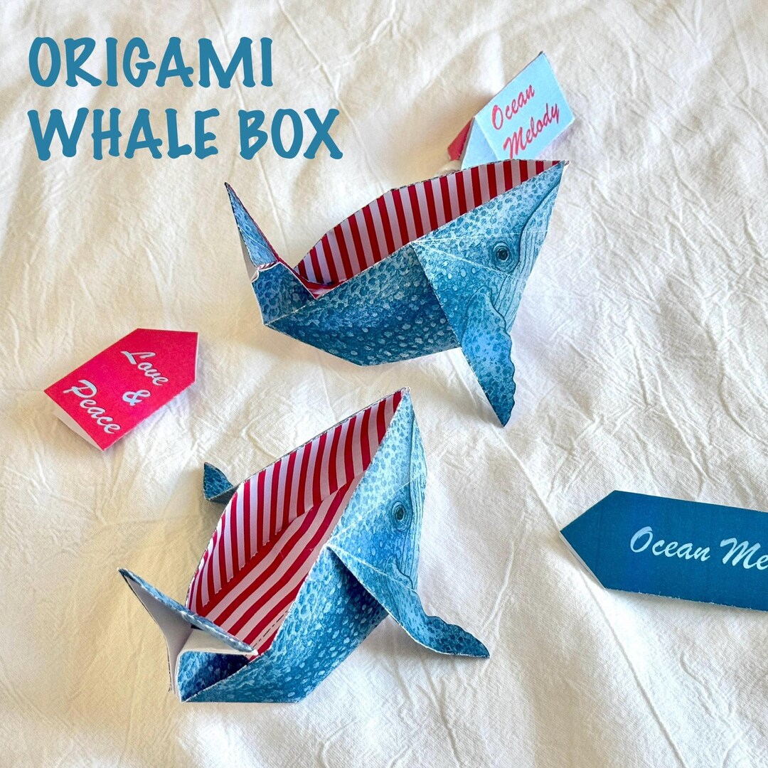 Whale Paper Box Template, Origami Whale, Ocean Craft DIY - 3 Versions ...