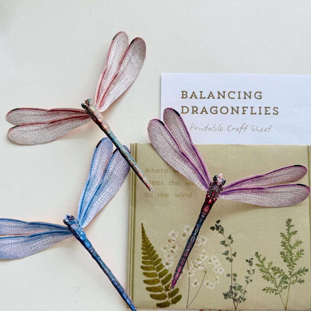 Printable Balancing Dragonfly Craft | DIY Dragonfly Physics Toy | Home Office Nature Decor ...