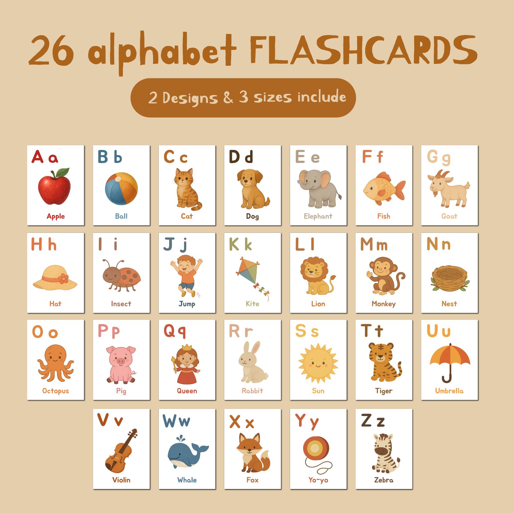 Alphabet Flash Cards Printable | A-Z Letters With Objects | 2 Designs ...
