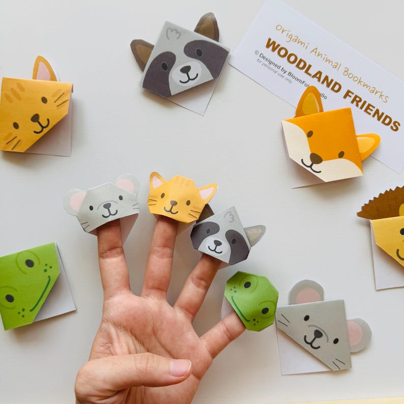 Woodland Animal Origami Finger Puppets & Corner Bookmarks – DIY Craft ...