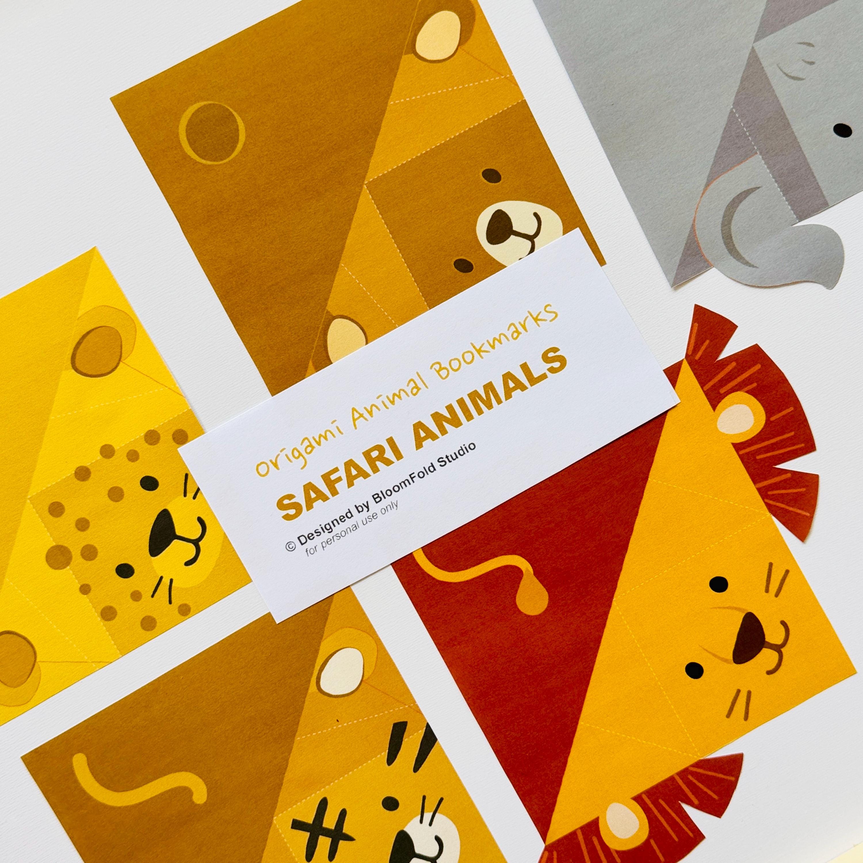 Safari Animal Bookmarks & Finger Puppets – Printable DIY Origami for ...