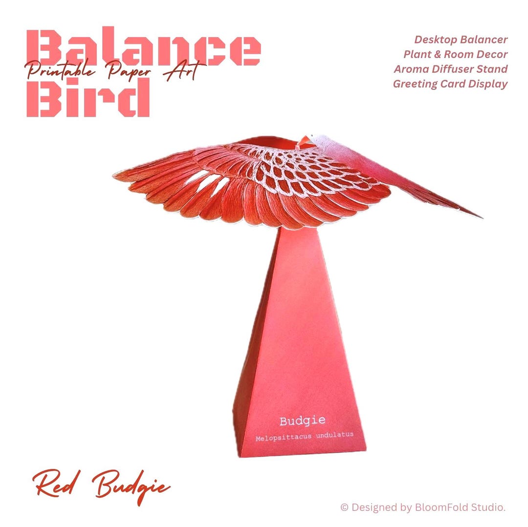 Balancing Red Budgie Paper Craft | Physics Toy Decor (PDF) - Etsy