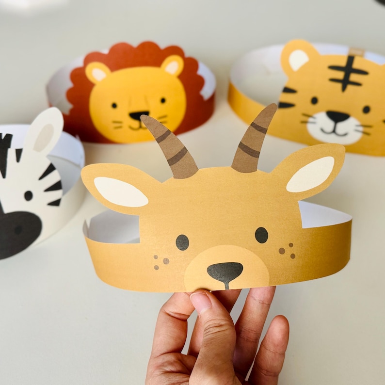 Safari Jungle Animal Crown Printable | Zebra, Hippo, Antelope, Giraffe ...