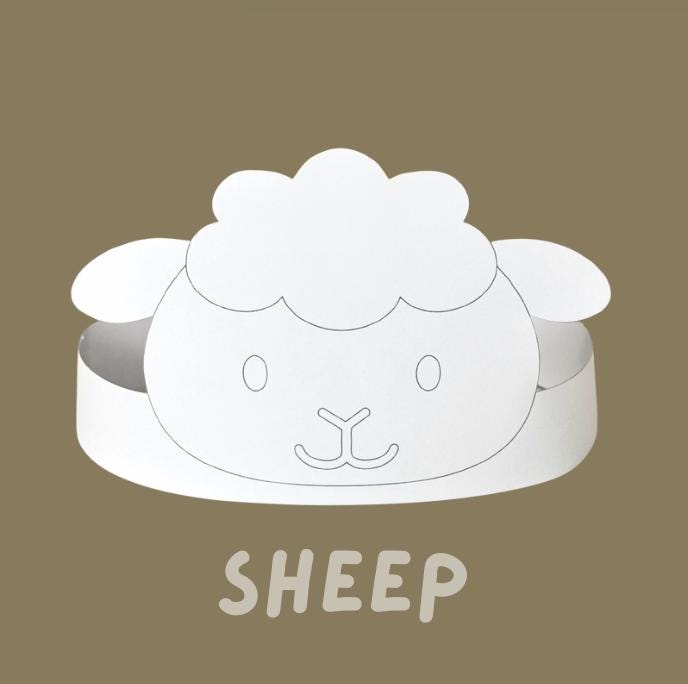 Sheep Crown – Kids' Farm Animal Party Hat, DIY Coloring (PDF Pattern ...