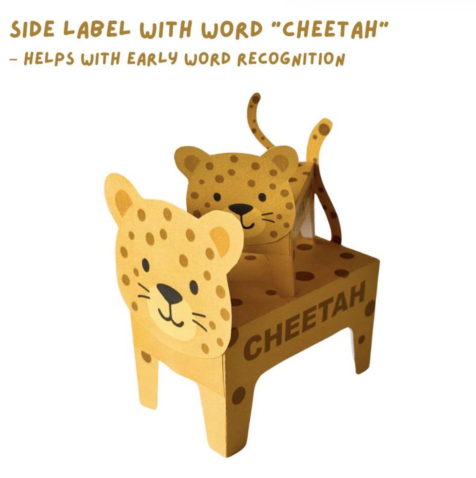 Cheetah Papercraft – Printable DIY Animal Toy, Coloring Pages (PDF) - Etsy