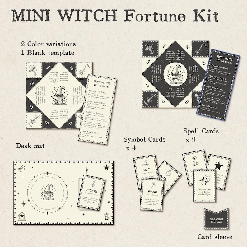 Printable Witch Fortune Teller Game | Mini Witch Oracle Kit | Spell ...