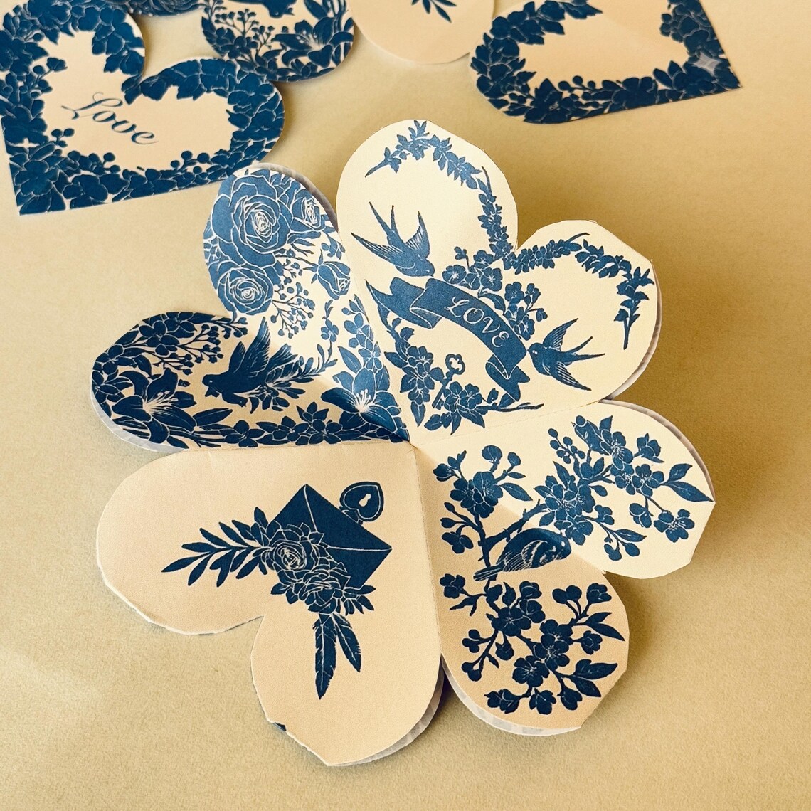 Origami Heart Photo Card | Delft Blue Expanding Gift (digital Download ...