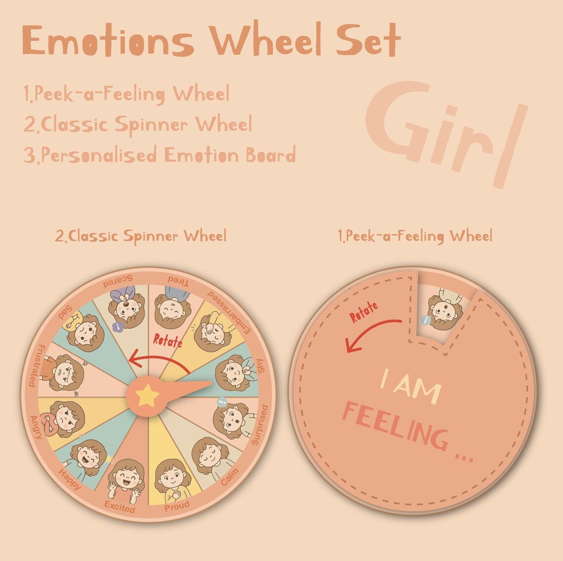 My Emotions Wheel for Girls – Printable Feelings Chart for Kids | Calm ...