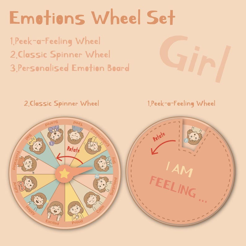 My Emotions Wheel for Girls – Printable Feelings Chart for Kids | Calm ...