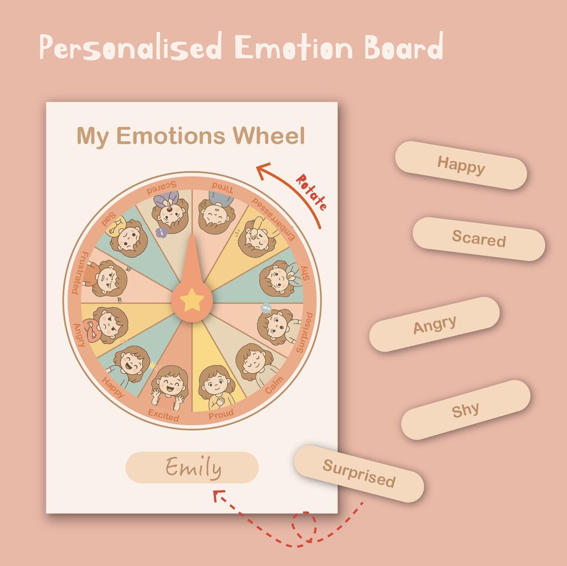 My Emotions Wheel for Girls – Printable Feelings Chart for Kids | Calm ...