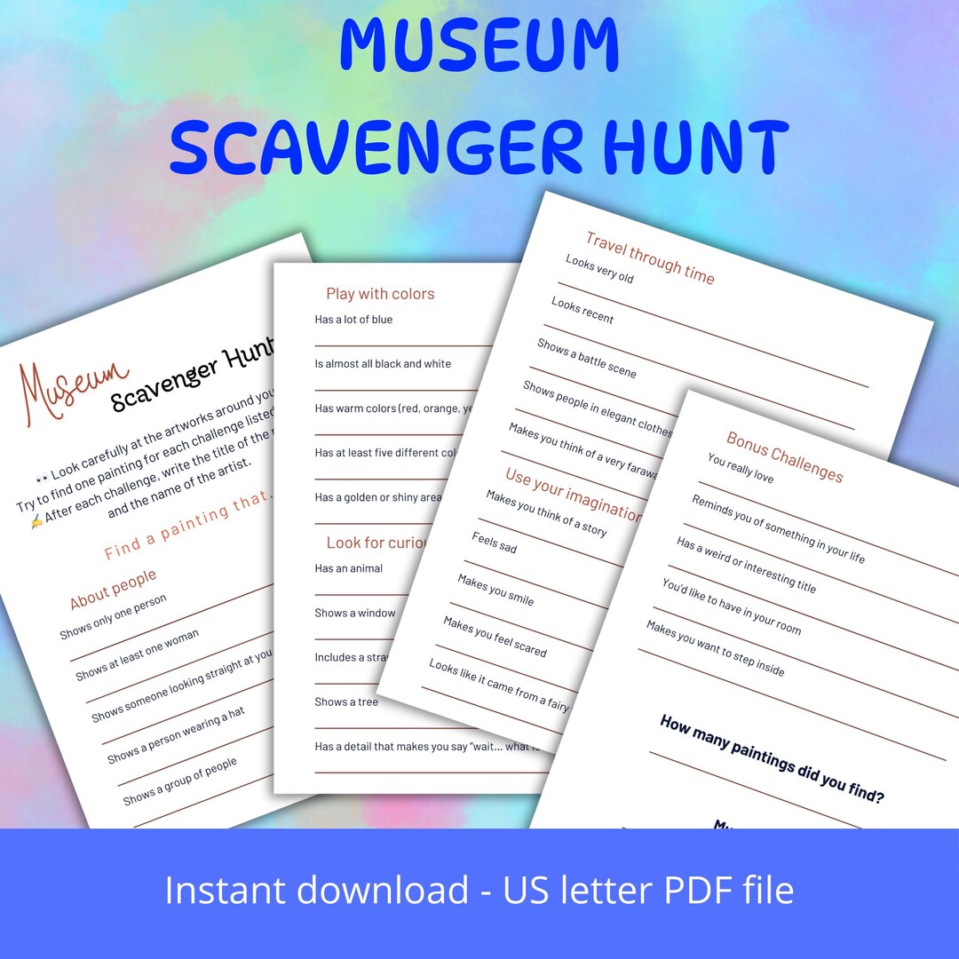 Museum Scavenger Hunt for Kids Families and Friends Art Museum, PDF ...