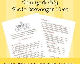 New York City Scavenger Hunt for Kids Printable PDF - Etsy