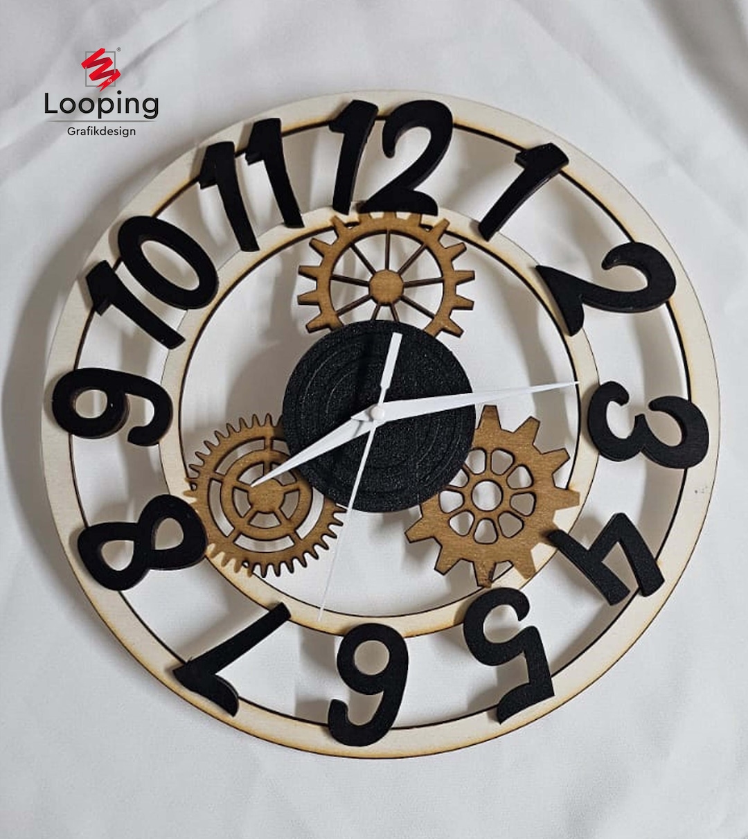 Modern Wooden Clock Design – Wall Clock With Large Black Numbers ...