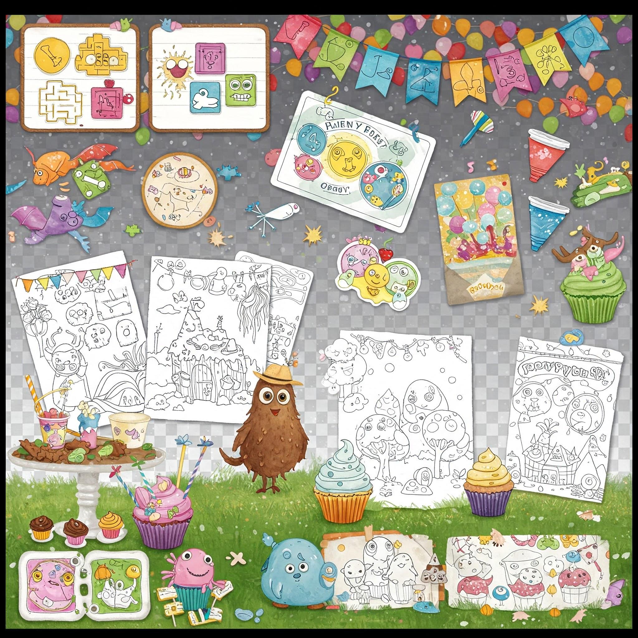 Printable Party Fun Pack Games, Decorations Coloring Pages for Kids ...