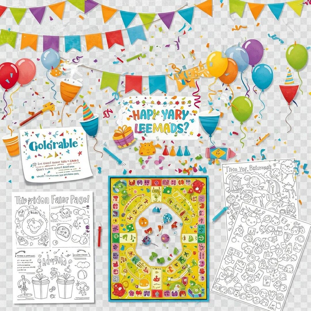 Printable Party Fun Pack Games, Decorations Coloring Pages for Kids ...