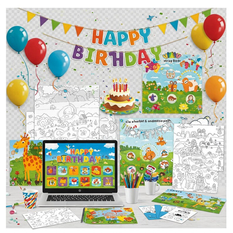 Printable Party Fun Pack Games, Decorations Coloring Pages for Kids ...