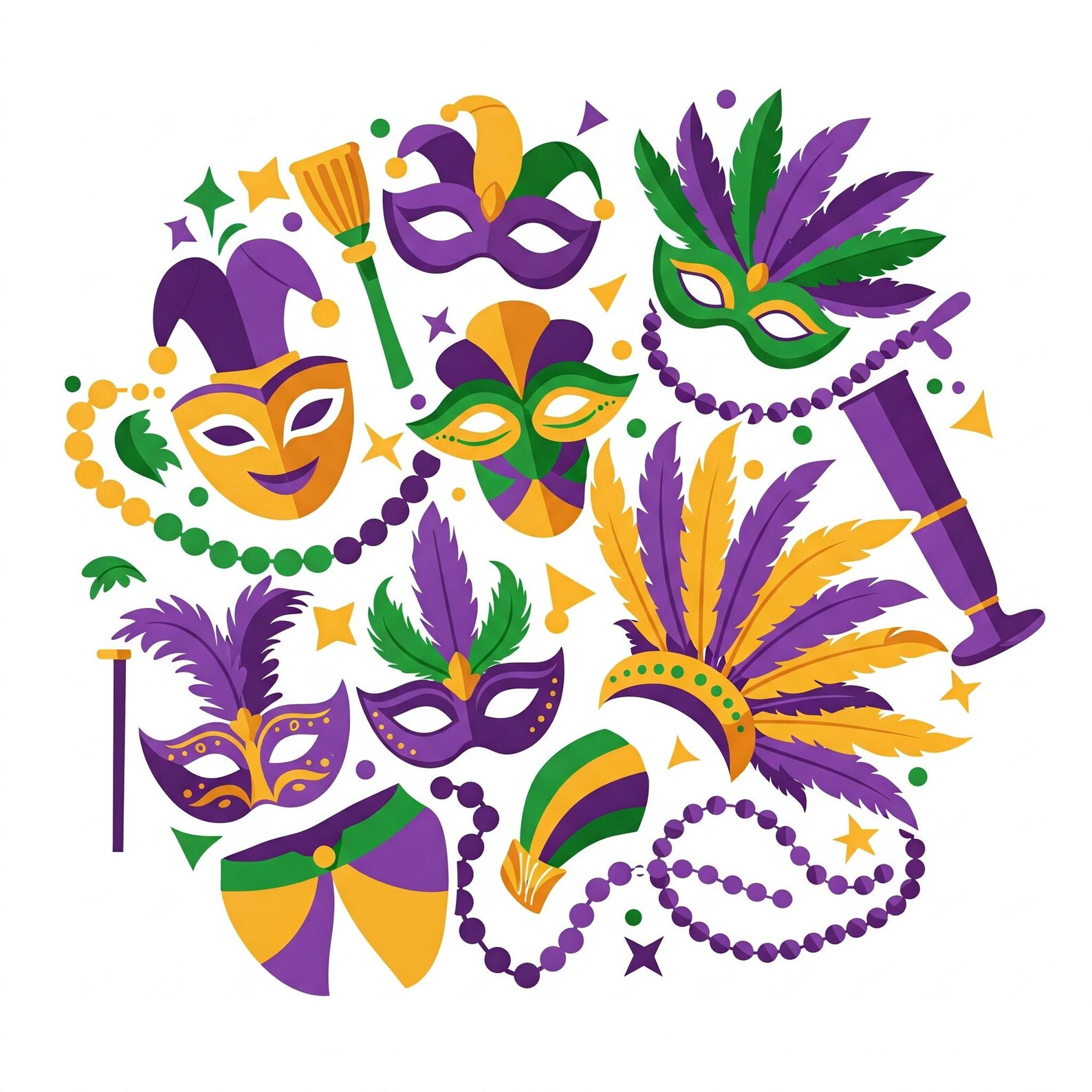 Mardi Gras Mask Stickers: Carnival Party Decor (digital Download) - Etsy