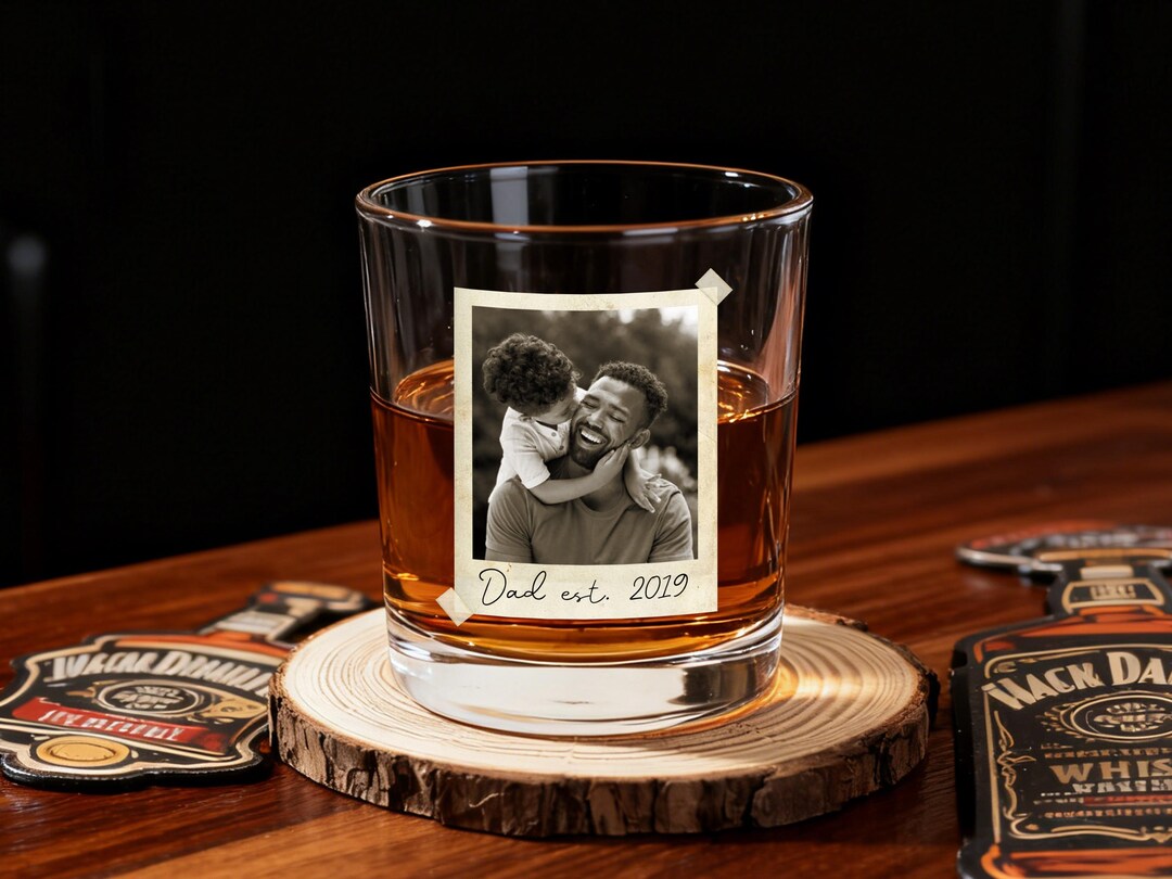 Personalized Photo Whiskey Glass, Custom Photo Dad Whiskey Glass ...