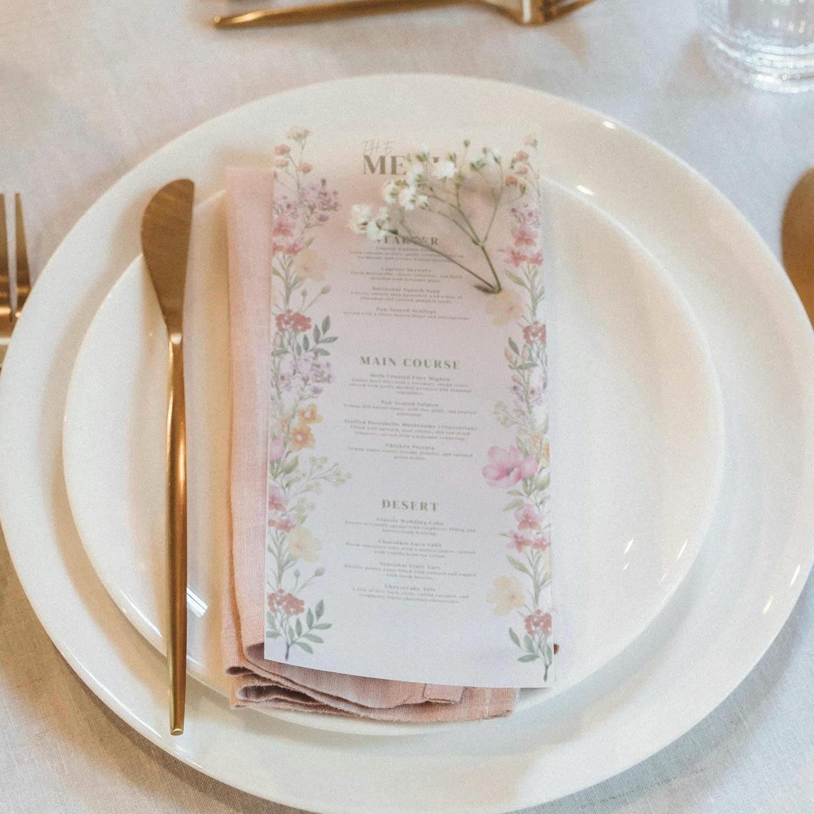 Wildflower Menu Template | Floral Wedding Menu Template | Pastel ...