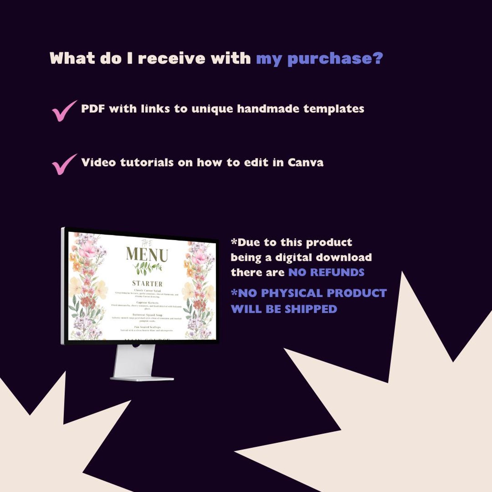 Wildflower Menu Template | Floral Wedding Menu Template | Pastel ...
