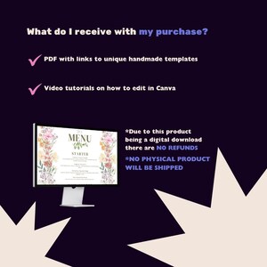 Wildflower Menu Template | Floral Wedding Menu Template | Pastel ...