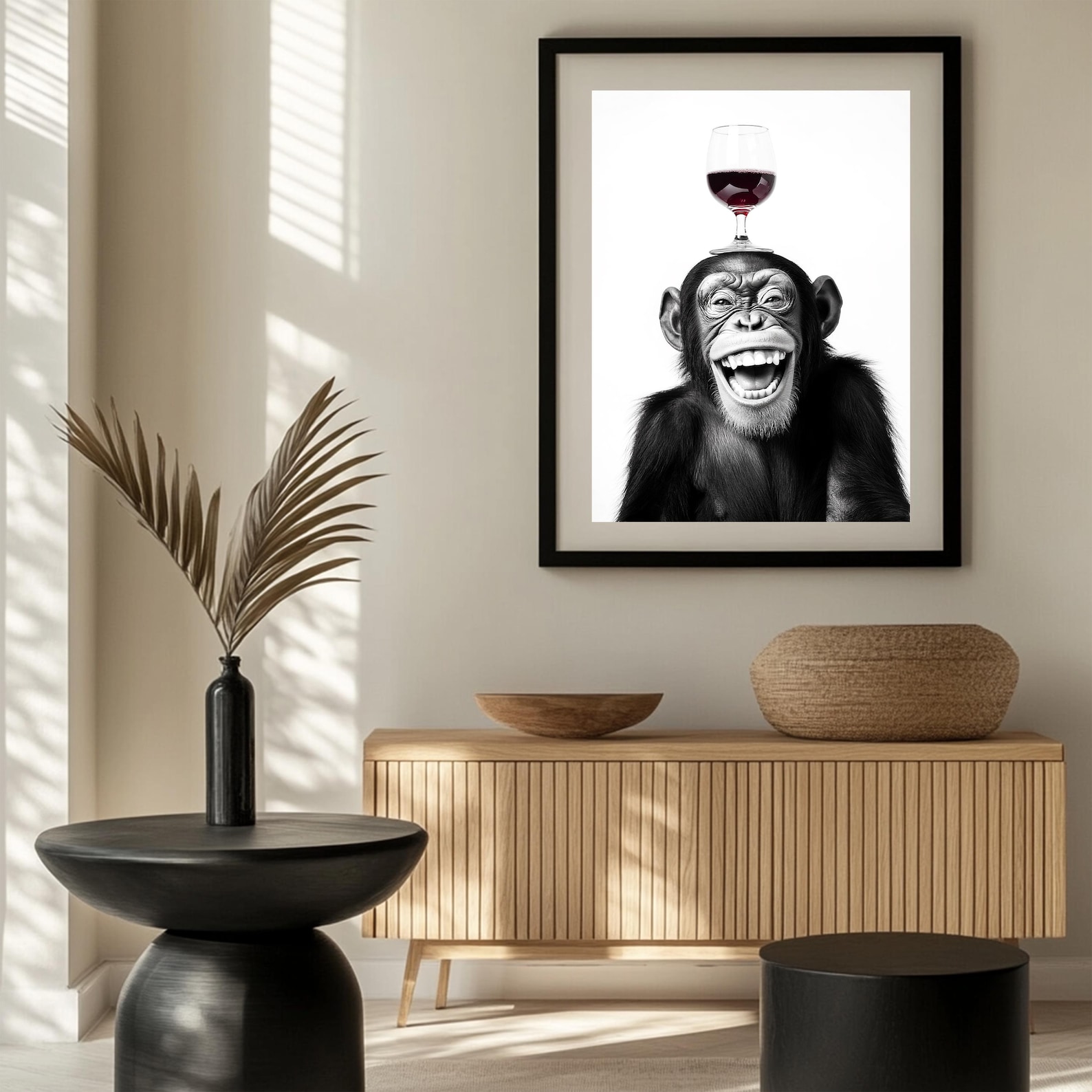 Funny Chimpanzee Printable Wall Art Digital Download Chimp Wine Glass ...