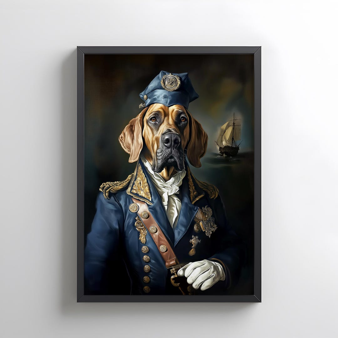 Printable Dog Naval Officer Wall Art Digital Download – Vintage ...