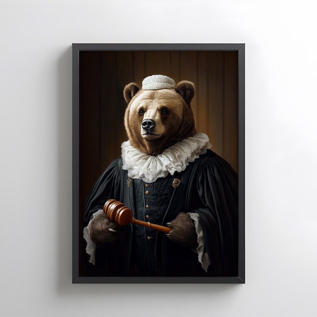 Bear Judge Portrait Print, Vintage Animal Judge Art, Courtroom Bear ...