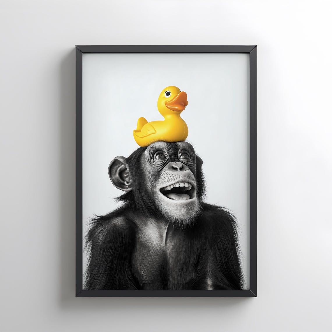 Funny Chimpanzee Wall Art Digital Download Chimp With Rubber Duck ...